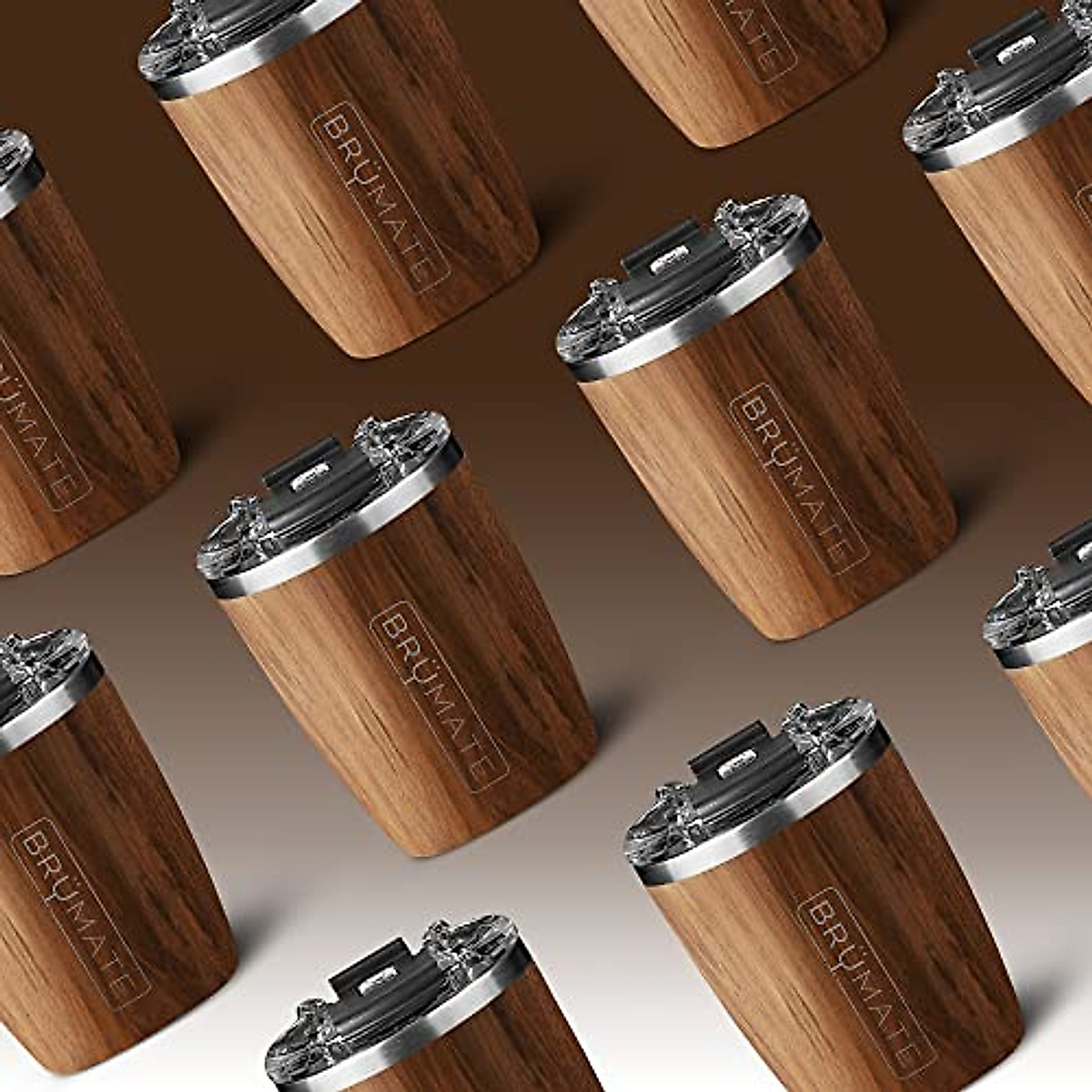 BrüMate Rocks - 12oz 100% Leak-Proof Insulated Lowball Cocktail & Whiskey Tumbler - Double Wall Vacuum Stainless Steel - Shatterproof - Camping & Travel Tumbler & Cocktail Glass (Walnut)