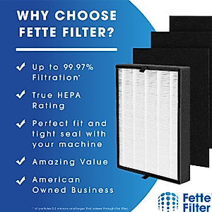 Fette Filter -45i True HEPA Replacement Filter, Compatible with Alen BreatheSmart Flex 45i Air Purifier Only, 3 Pre-Filter Replacements, Compare to Part # B4-Fresh & FL40-Silver-Carbon - Pack of 1+3