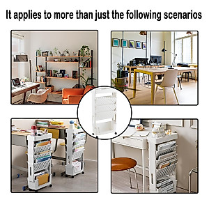 Esamploe 5 Tier Book Rack Storage Bookshelf,Rolling Small Bookshelf for Small Spaces with Double Sided Storage,Kids Bookshelf for Childrens Students in The Classroom Bedroom Library Study