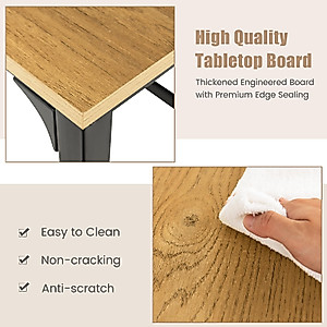 COSTWAY 48” Mobile Computer Desk, Home Office Desk on Wheels, Simple Study Writing Table with 4 Lockable Wheels, Metal Frame, Rolling Laptop PC Table for Small Space (Natural)