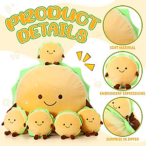 HyDren 1 Pc 16'' and 5 Pcs 4'' Hamburgers Plush Toy Set Cute Food Plush Pillow with Zipper Gift