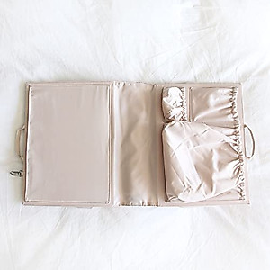 ToteSavvy Original Bag Organizer (14" L x 10" H) - 11 Pocket Tote Insert - For Travel, Work, Baby and More (Original Almond)