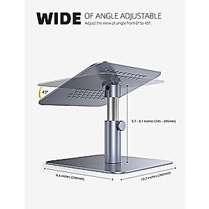 Lamicall Laptop Stand, Swivel Computer Holder Multi-Angle Height Adjustable, Ergonomic 360 Rotating Notebook Desk Riser, Compatible with 10-17" Laptop, Such as MacBook Air Pro, Dell XPS, HP, Gray