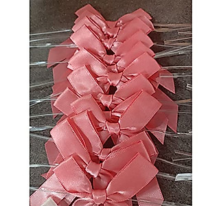 BeiLeiNiceHK 100 Pack Pink Twist Tie Bow, Pre Tied Bows,Christmas Satin Twist Tie Bows for Treat Bags,Packaging Bows for Candies and Apples, Pretied Ribbon Bows for DIY Decorations,Treat Bows
