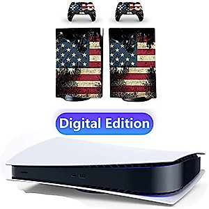 YK MALL PS5 Console PS5 Stickers Vinyl America Flag Skin Pattern Decals Skin Sticker for PS5 Playstation 5 Console and 2 Controller (Playstation 5 Not The Digital Edition)