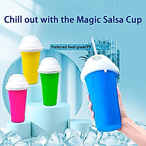 Slushy Cup Slushie Maker Cup, Frozen Magic Smoothies Cup, Double Layers Silica Cup,Magic Quick Frozen Smoothies Cup，DIY Homemade Slushies,Magic Slushy Maker Squeeze Cup Portable for Milkshake… (Pink)