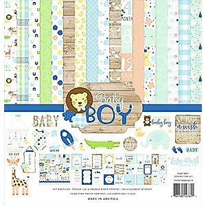 Echo Park Paper Company Baby Boy Collection Kit paper, blue, green, mint, yellow 12-x-12-Inch