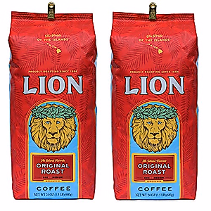 Lion Coffee, Original, Medium Roast, Ground, 24 Ounce Bag (Pack of Two)