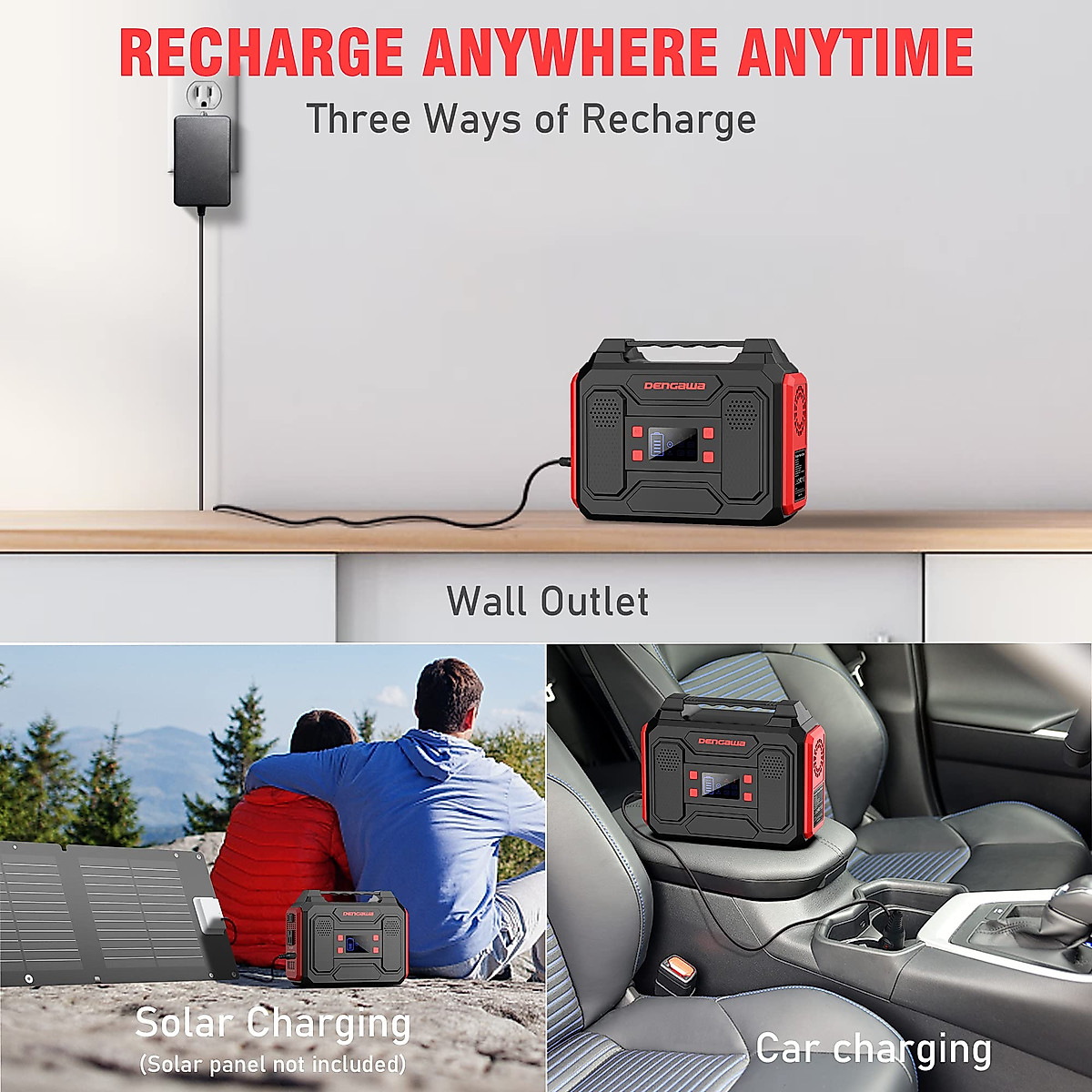 250Wh Portable Power Station with 60W Solar Panel, Solar Generator Outdoor Backup Battery Supply with AC Outlet for Tent Camping, Home Emergency, Traveling, RV Trip