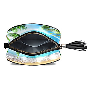 ALAZA Tropical Beach Palm Tree PU Leather Small Women Crossbody Shoulder Bag Purse Wallet with Adjustable Chain Strap
