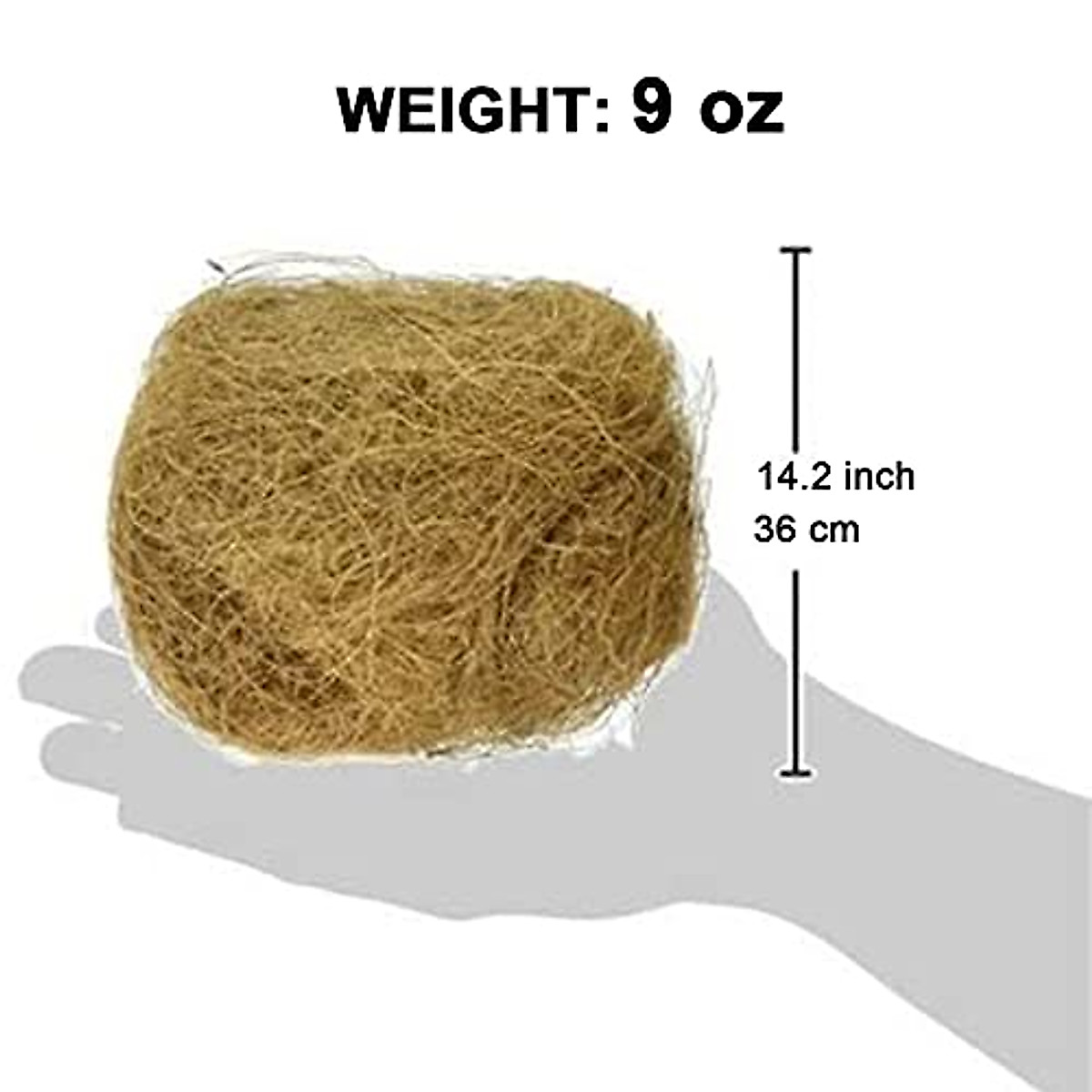 Lucky Interests Coconut Fiber, 9oz. Comfortable Bedding for Small Birds and Animals, Nest Material for Nest Building, Hideouts, Plants and Upholstery