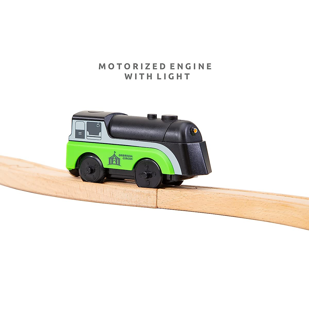 ORBRIUM 41 Pcs Battery Operated Motorized Light and Sound Circus on Wooden Railway Figure 8 Train Set Compatible with Thomas, Brio, Chuggington, Melissa & Doug