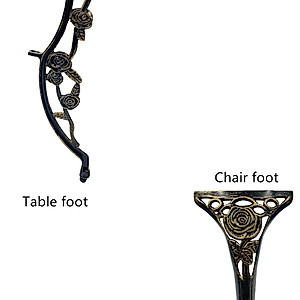 KAI LI Outdoor Furniture Bistro Set with Rose Pattern 1 Table 2 Chairs for Garden Patio Porch (Rose-Bronzed)