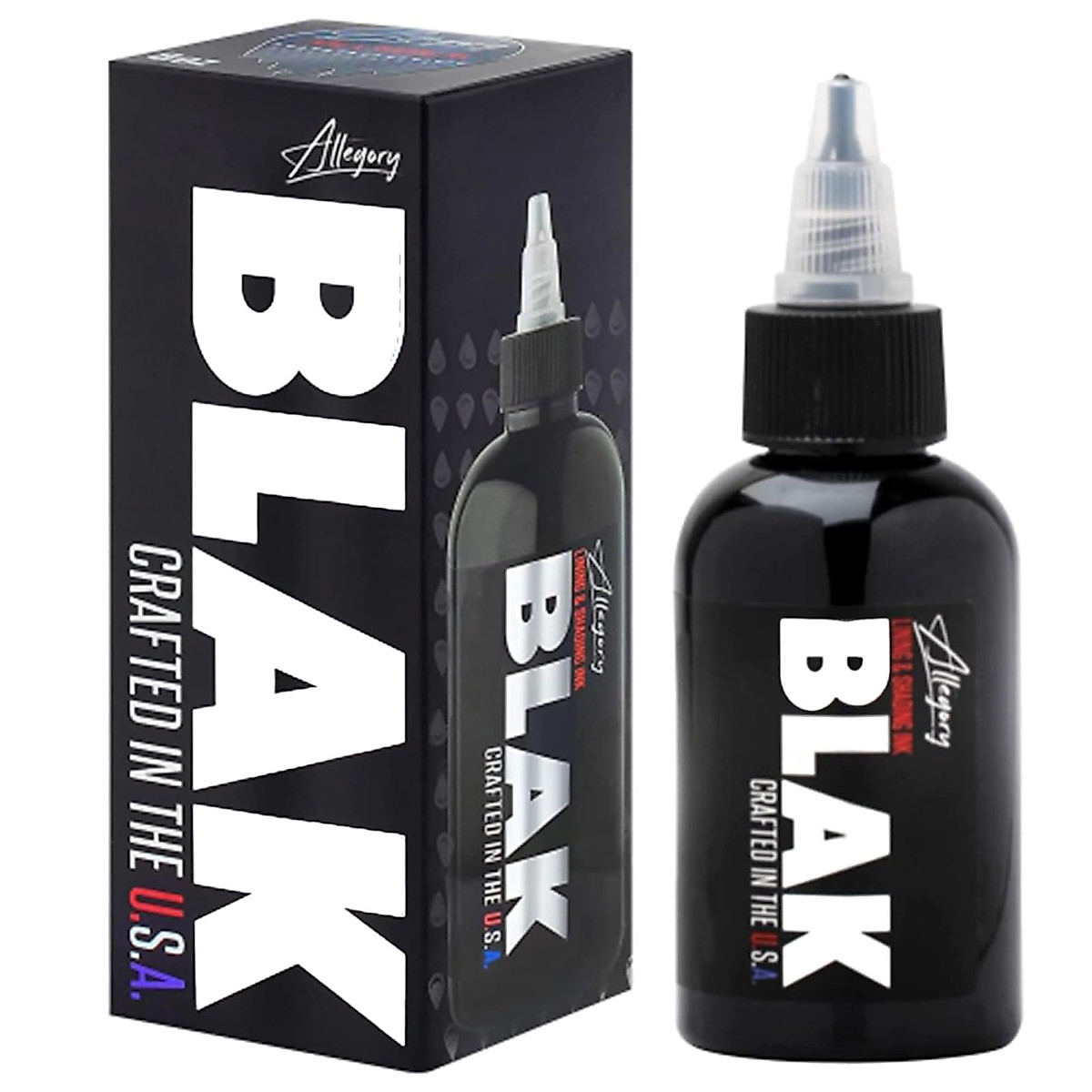 Allegory Tattoo Ink – Blak, Premium Black Tattoo Ink, Perfect for Lining and Shading, Smooth, Consistent Pigment, Vegan Friendly Tattoo Color, Organic Ink, Crafted in The USA, 2 oz