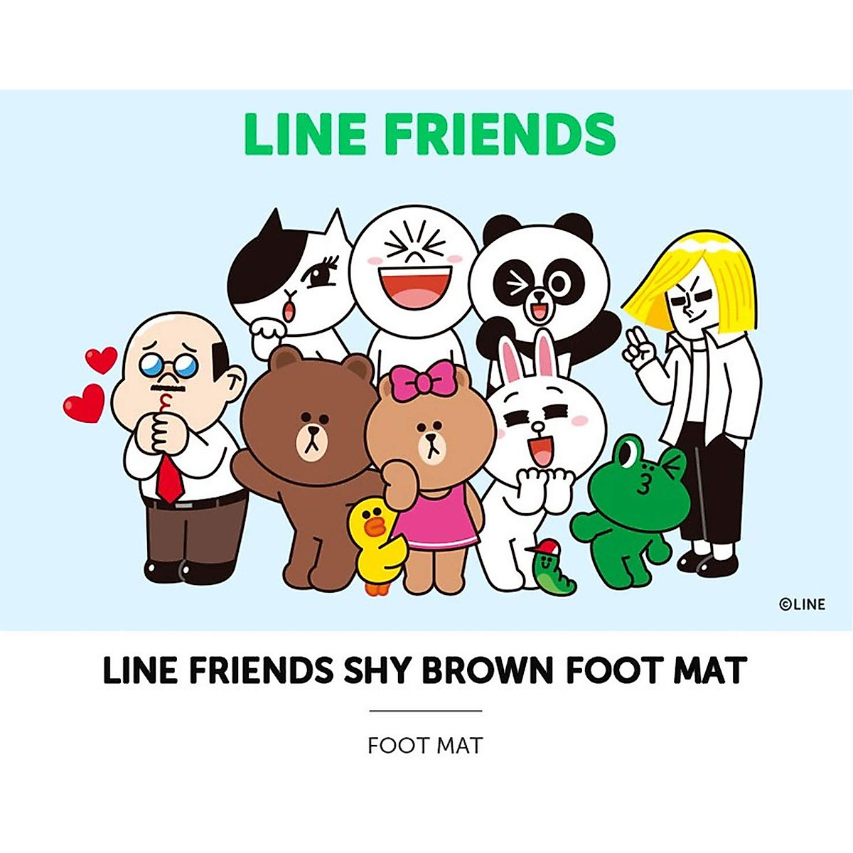 LINEFRIENDS Shy Brown Foot Mat, Bathroom Rug Face Floor Mat Character Deco Mat, Gift for Girls Boys Family Christmas Birthday Gift