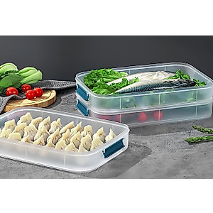 Plastic Bacon keeper with Lids Airtight, Deli Meat Cold Cuts Cheese Saver Food Storage Containers for Refrigerators, Freezer,Shallow Low Profile Christmas Cookie Holder
