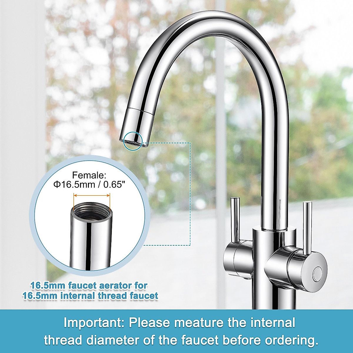 uxcell 4Pcs 16.5mm Cache Faucet Aerator with 2Pcs Removal Wrench Tool, Faucet Replacement Parts, Water Saving Flow Restrictor Set Replacement Parts for Kitchen Bathroom Sink