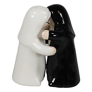 Ebros Gift Black And White Dressed Nuns Dancing Salt And Pepper Shakers Ceramic Figurine Set 3.5"H Hugging Nun Religious Inspirational Funny Themed Accents