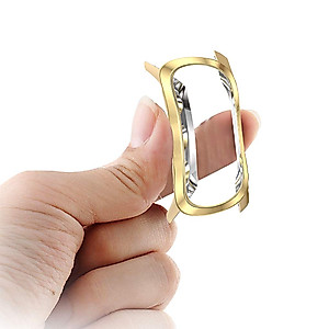 Shan-S Case for Garmin Forerunner 245/245M,Ultra-Slim Electroplate Transparent Soft TPU Protective Case Cover Replacement Plated Protect Shell Watch Accessories Bumper Frame