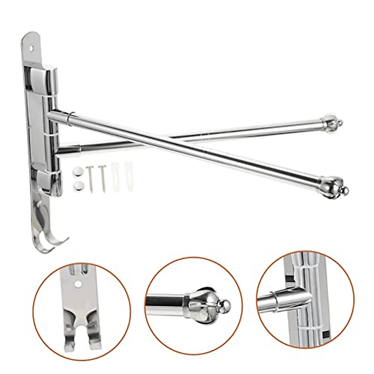 Cabilock 4pcs Rotating Towel Rail Hook Hanger Wall Mounted Clothing Rack Metal Coat Hanger Shower Mat Rod Rotation Towel Hanger Bathroom Metal Towel Bar Swivel Towel Bar Swivel Towel Rack