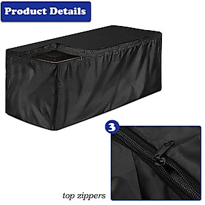 SUNSURE Deck Box Cover Heavy Duty Waterproof Outdoor Ottoman Bench Cover for Keter Large Deck Boxes Rectangular Storage Box Cover with Drawstring and Zipper (62x32x28in)