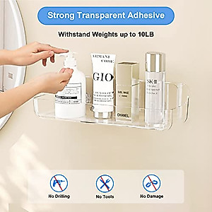 Diesisa Plastic Wall Mount Organizer, Adhesive Clear Acrylic Shelf, No Drilling Hang Walls, Adhesive Shelf with Self Adhesive Tape, for Bathroom, Pantry, Kitchen, Utility Room 12.4 * 3.42 * 3.26 inch