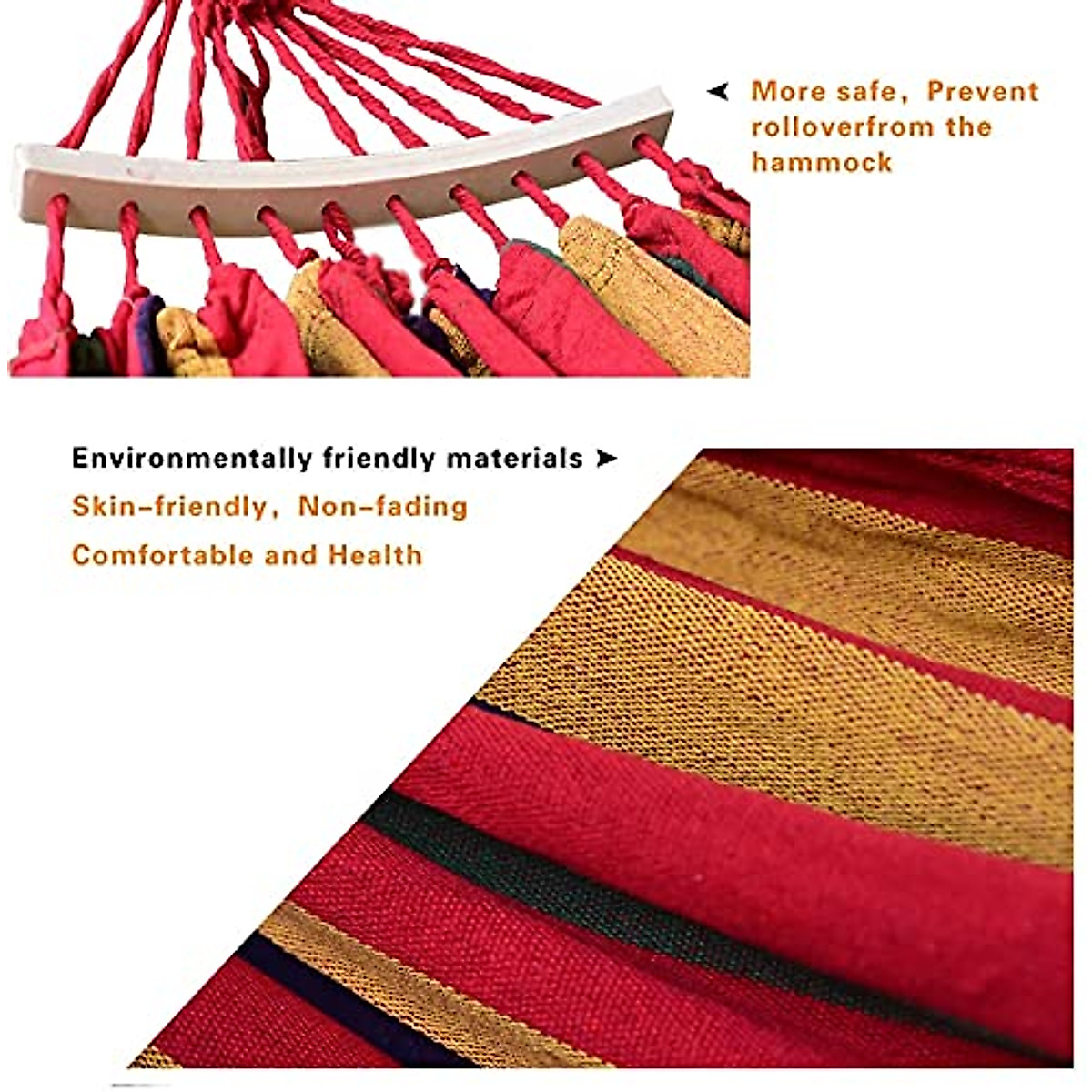 Outdoor Double Hammock, Portable Cotton Canvas Hammock for 2 Person, Max Load is 450lbs with Carry Bag, Tree Strap and Rope, Porch, Garden, Outdoor/Indoor, Patio and Backyard for Camping