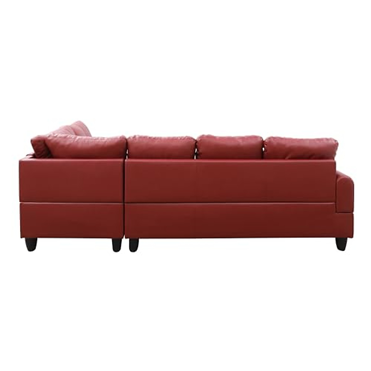 NOTOP 3-Piece Faux Leather L-Shaped Sectional Sofas, Button Tufted Upholstered Couch Set with Right Chaise Longue and Storage Ottoman, for Living Room, Home, Office, Red