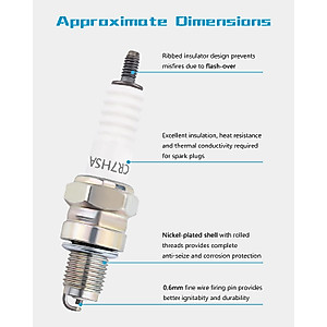 AloneGoer A7RTC CR7HSA Motorcycle Spark Plug A7RC A7TC CR7HSA 4549 Replace for GY6 Engine 50cc 70cc 90cc 100cc 110 125 150cc Motorcycle ATV Quad Scooter Go Kart Moped Chopper Buggy Dirt Racing Bike