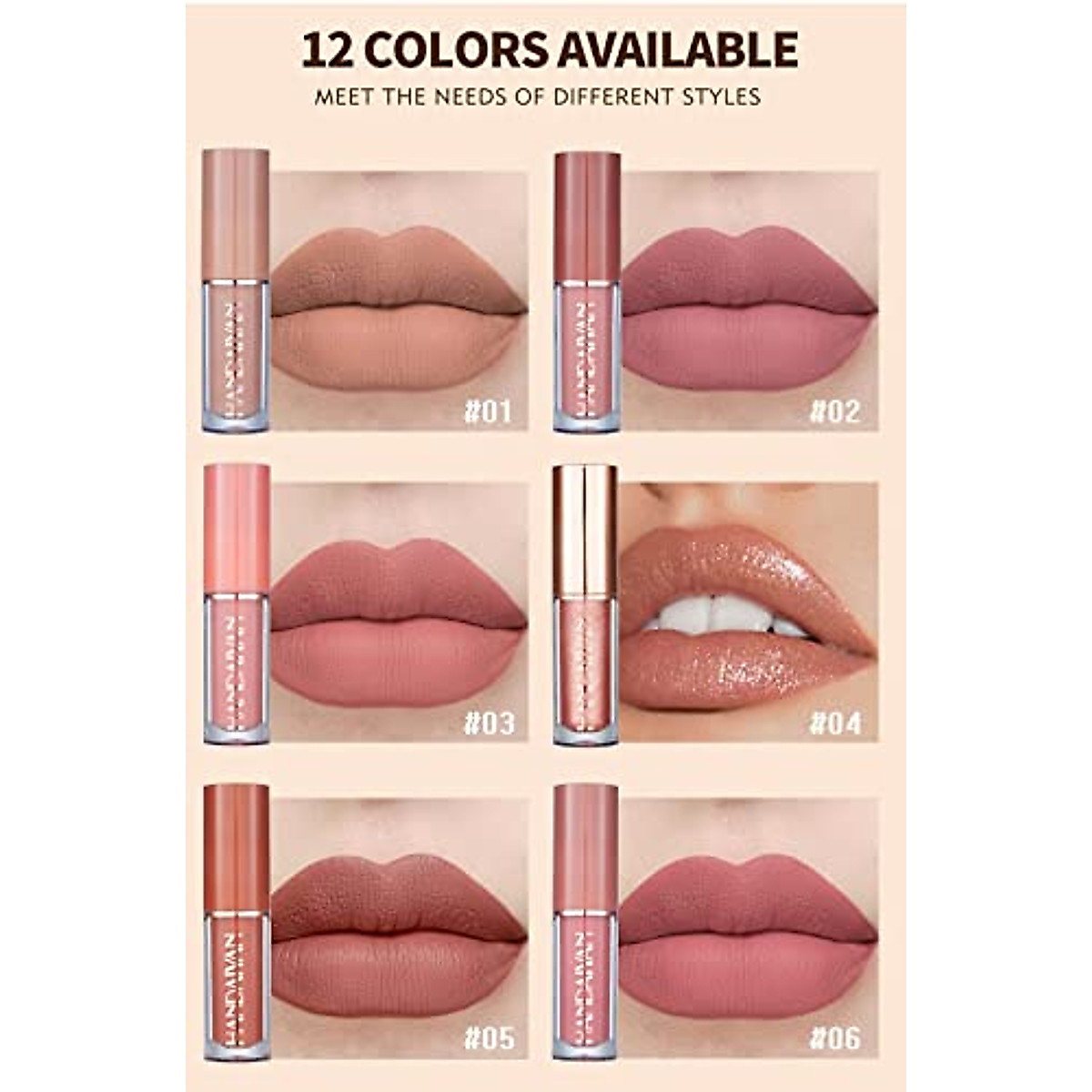 BAISEN DIARY 12 Colors Book Style Velvet Matte Liquid Lipstick Gift Set Long-Lasting Non-Stick Cup Not Fade Shimmer Nude Lip Gloss Thanks For the Love Lip Set (Set A)