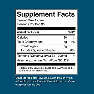 humanN Turmeric Curcumin Chews Supplement – High Absorption Turmeric - Orange Citrus Flavor – from The Makers of SuperBeets, 30 Count