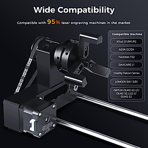 Comgrow 4-in-1 Y-axis Rotary Roller, Suitable for Most Laser Engraving Machines, with 3 Types of Claws and Pins, for Engraving Cylindrical and Spherical Objects, Wine Glass, Tumbler, Rings