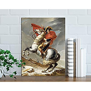 Wieco Art Napoleon Crossing The Alps of Jacques-Louis David Oil Paintings Reproduction Abstract HD Prints Wall Decor Classic Artwork for Home & Office Decoration
