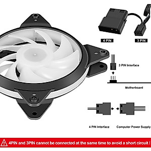 upHere 120mm 3-Pack 3-Pin High Airflow Quiet Edition White LED Case Fan for PC Cases, CPU Coolers, and Radiators T3WT3-3
