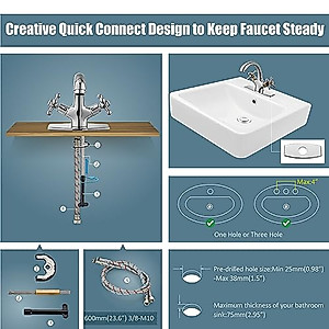 Aolemi Bathroom Vessel Sink Faucet Polish Chrome Double Cross Handle Two Knobs Mixer Basin Tap Hot and Cold Water for Vanity Single Hole
