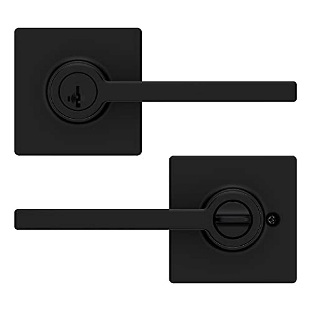 Kwikset Casey Keyed Entry Door Lever featuring SmartKey Security in Matte Black