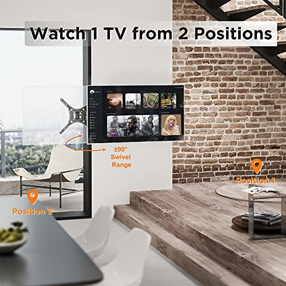 ProHT Articulating TV Wall Mount TV Stand(05416) Full Motion for Most 23”- 55” 3D LED, LCD TVs and Screens, +15°~ -15°Tilt; +90°~ -90° Swivel, VESA up to 400x400,Max Load 66lbs