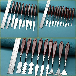 Lasnten 27 Pcs Palette Knife Set Stainless Steel Wood Handle Acrylic Paint Spatula Tools for Canvas Oil Color Mixing and Texturing