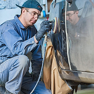 Dura-Gold Premium 320 Grit 6" Gold Sandpaper Discs, 6 Hole Pattern Dustless, Box of 50 - Hook & Loop Backing for DA Sander, Finishing Fine Cut Sanding Abrasive Automotive Paint, Woodworking Wood Metal