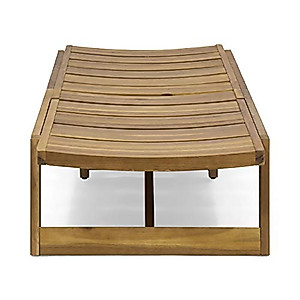 Christopher Knight Home Geraldine Outdoor Acacia Wood 3 Piece Chaise Lounge Set, Teak and Yellow