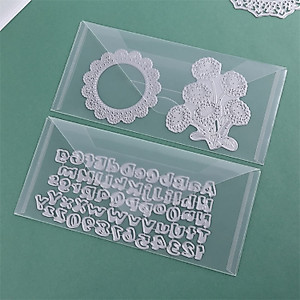 BAOFALI 20 Pieces Clear Die & Stamp Plastic Storage Bag, Resealable Large Envelope Pocket for DIY Scrapbooking Paper Card Craft Making and Cutting Dies Stencil (4.75"x4.75";4.5"x9.5")