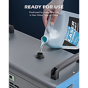 OMTech CO2 Laser Coolant Non Conductive Liquid Cooler Heat Transfer Fluid for Laser Engraver Water Chiller, Prediluted Antifreeze Coolant for Laser Tubes, 1 gal Blue Transparent Water Cooling Solution
