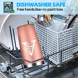 Leraverppy Personalized 20oz with Initial Stainless Steel Coffee，Leak Proof Rose Gold Tumbler with Lid And Straw Double Wall Thermal Cups for Hot and Cold Drinks Monogrammed Gifts for Women（C20-A）