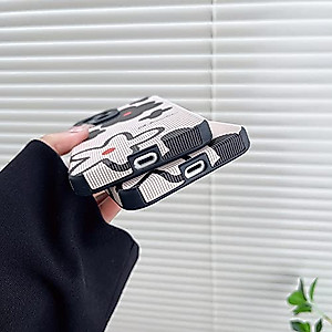 Cute Flower Phone Case Compatible with iPhone 13 Protective Cover Fashion Faux Leather Silicone Cases for Apple iPhone 13 - White