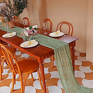 Snowkingdom 13Ft Sage Green Cheesecloth Table Runner, 160inch Long Cheese Cloth Boho Gauze Table Runner for Wedding Bridal Baby Shower Birthday Holiday Party Rustic Sheer Table Decorations