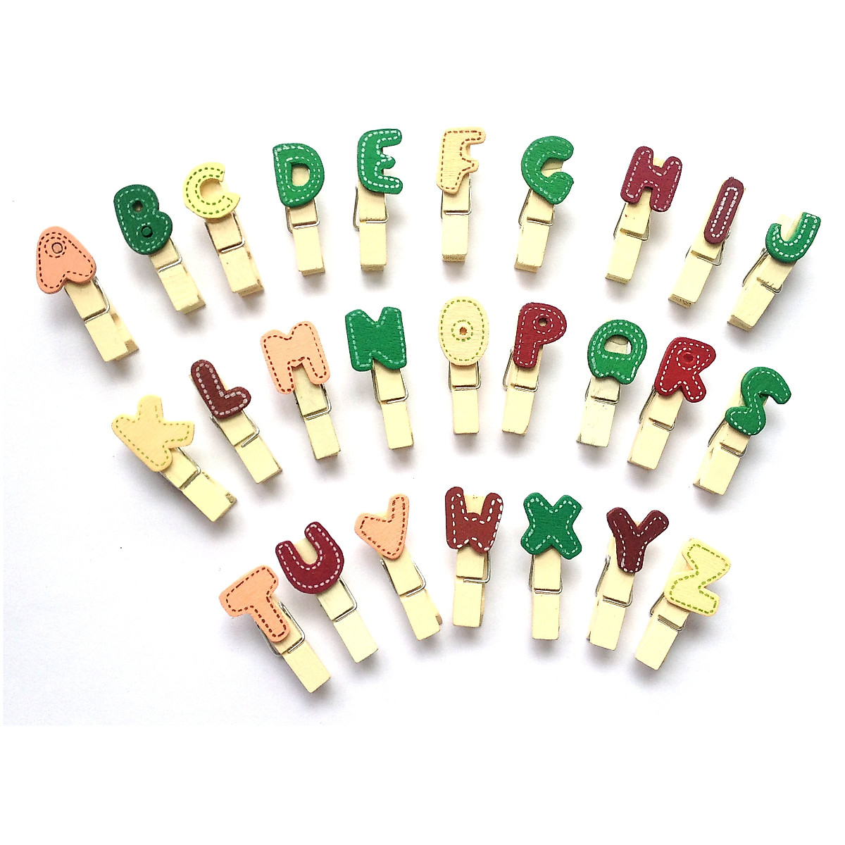 LWR CRAFTS Wooden Mini Clothespins Letters 26 Pieces