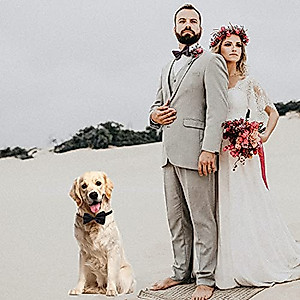 KOOLMOX Dog Bow Tie Black, Adjustable Bow Tie Dog Collar for Medium and Large Dogs Cats Pets Wedding Birthday Graduation Holiday Homecoming Costumes, 2-Pack