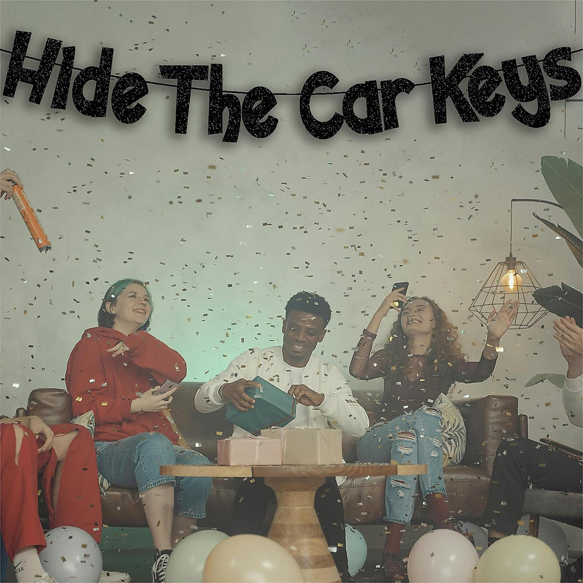 Hide The Car Keys Banner,Pre-Strung Glitter Black 16th Birthday Banner,15th and 16th Funny Birthday Party Decorations for Boys Girls 16 Year Old,Sweet Sixteen,Happy 16th Birthday Supplies Gifts Ideas