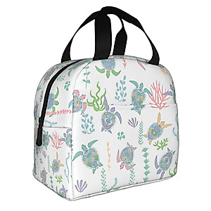 Ucsaxue Cute Sea Turtle Lunch Box Reusable Lunch Bag Work Bento Cooler Reusable Tote Picnic Boxes Insulated Container For Women Men Home School Office Outdoor Use