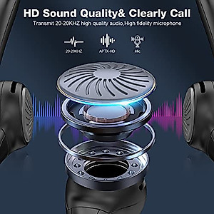 CelsusSound Pinetree Open Ear Air Conduction Headphones, Bluetooth 5.2 Wireless Running Headphones 8 Hours Playtime HiFi Stereo Sweatproof Sports Headset with Mic for Driving, Hiking, Cycling (Red)